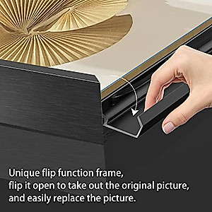 jenesaisquoi Abstract Geometric Modern Wall Art Framed Set Of 3, Geometric Shape Pattern Brown Gold Wall Pictures for Living Room Bedroom Office Wall Decor (12" x 16" x 3 pcs, Black Frame)