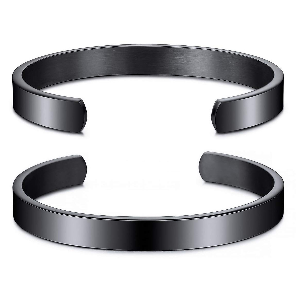 VIBOOS Personalized Bracelet Engraving Name/ID/Date Identification Bangle Bracelets for Women Men Custom Stainless Steel Adjustable Inspirational Cuff Valentine Gifts Birthday Jewelry