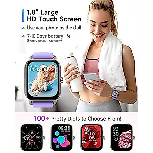 TOOBUR Smart Watch for Women Alexa Built-in, 1.8" IP68 Fitness Tracker with Heart Rate/Blood Oxygen/Sleep Tracker/100+ Sport Modes/Answer & Make Calls, Fitness Watch Android iOS Compatible Lilac