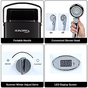 Portable Water Heater Propane Tankless - 6L 1.58GPM RV on demand Hot Gas Outdoor Digital Display Water Heater for Camping,Boat,Cabins(black)