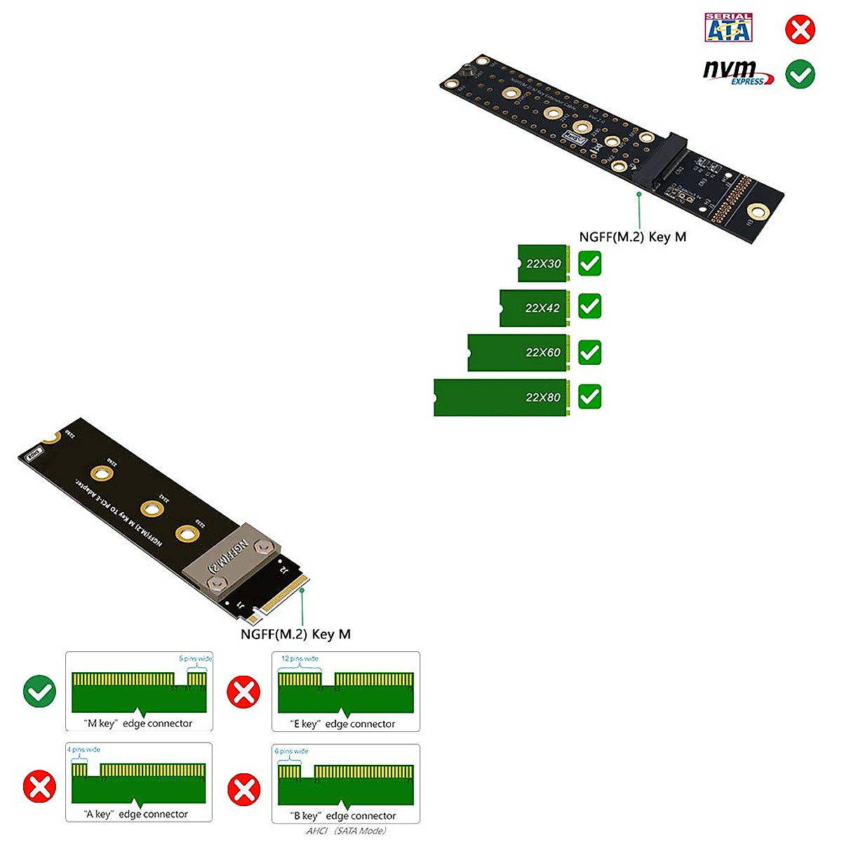 Sintech M.2 NVME Extender,NGFF M-Key PCIe SSD Extention Card with Anti-electromagnetic Cable 20CMS