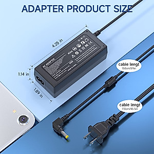 19v 3.42A 65W Laptop Charger AC Adapter for Toshiba Satellite C55 B5201 C655 C850 C50 L755 C855D L655 S5150 L745 P50 C55D S55 Portege Z30 Z930 Z830 Satellite Radius 11 14 15 AC DC Power Supply Cord