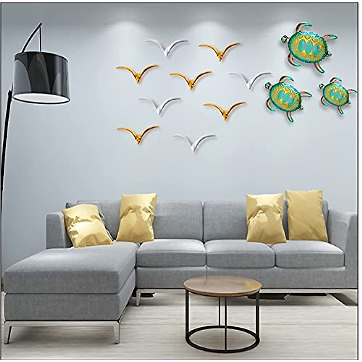 Erbacan Sea Turtle Wall Metal Art Decor,Feng Shui Outside House warming Gift Wall Decorations,Beach Theme for Garden Bathroom Outdoor Fence Patio Pool -Green