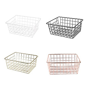 Fvstar 3pcs Wire Storage Baskets for Organizing,Pantry Organization Bins for Cabinets,Metal Basket for Kitchen,Laundry,Garage,Fridge,Bathroom Countertop Organizer (Small, Gold)