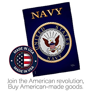 Breeze Decor US Navy Garden Flag USN Armed Forces Seabee Official Licensed United State American Military Veteran Retire Decorative, 13"x 18.5", Memorial Day Gifts Made in USA