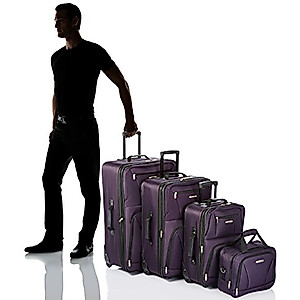 Rockland Journey Softside Upright Luggage Set, Expandable, Purple, 4-Piece (14/19/24/28)