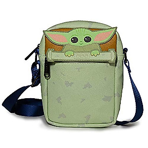 Star Wars Bag, Cross Body, The Mandalorian, The Child, Baby Yoda Peeking, Vegan Leather 8.0" x 6.5"
