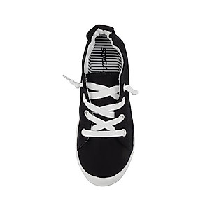 Soda Flat Women Shoes Linen Canvas Slip On Sneakers Lace Up Style Loafers Zig-S (7.5) Black/White