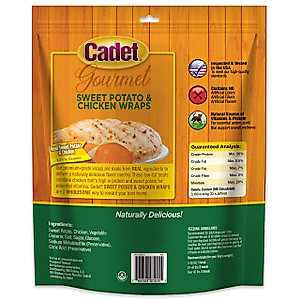 Cadet Gourmet Sweet Potato & Chicken Wraps Dog Treats - Healthy and Natural Chicken and Sweet Potato Dog Training Treats for Small & Large Dogs - Inspected & Tested in USA (28 oz.)