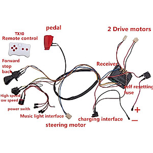 12 Volt Children Electric Car DIY Modified Wires and Switch Kit,with 2.4G Bluetooth Remote Control and Receiver,for Children Electric Ride On Car Accessories
