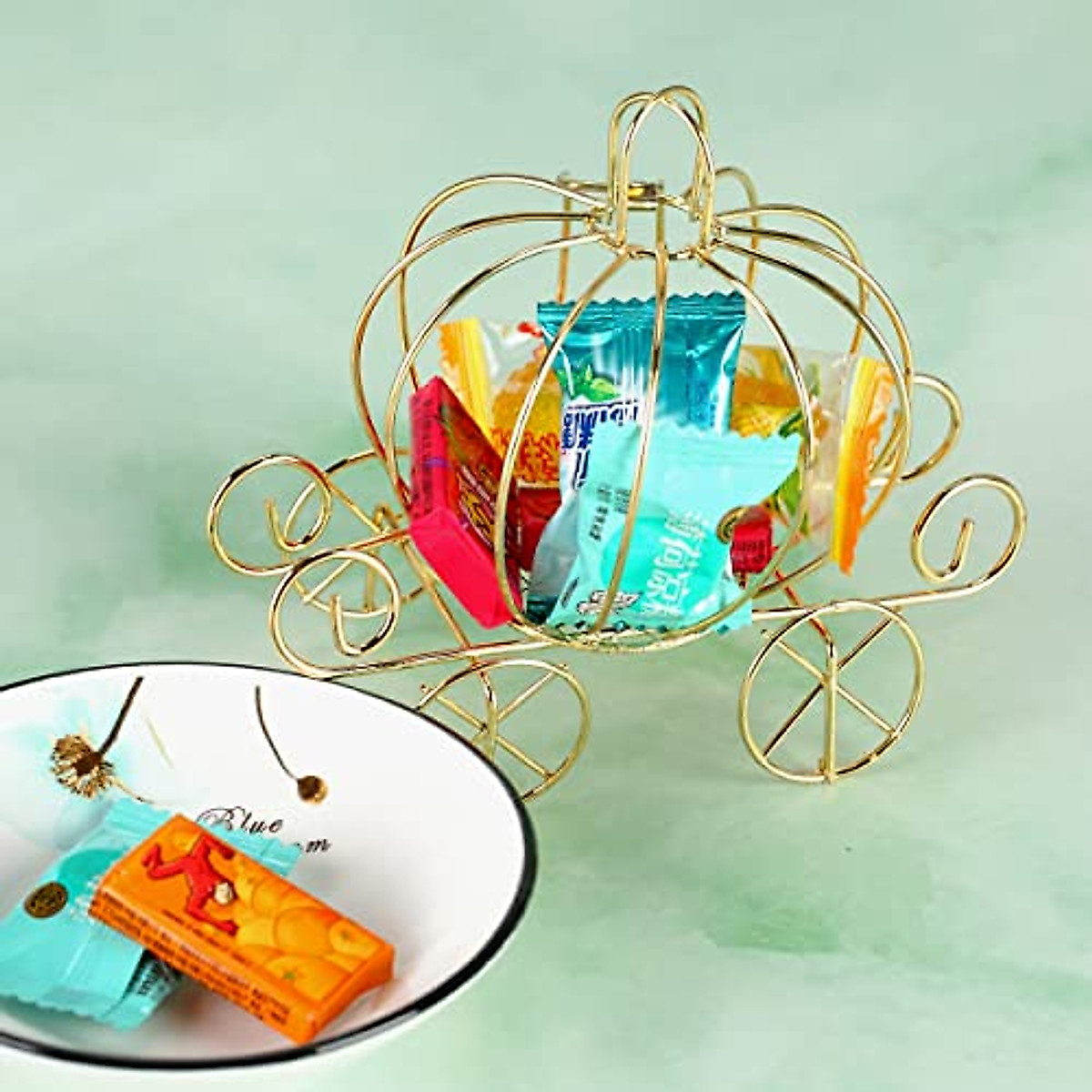 BinaryABC Cinderella Pumpkin Carriage Centerpiece Candy Holder Candy Cart Candy Container Tabletop Decoration for Halloween Wedding Party