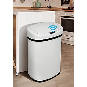 13 Gallon/50 L Kitchen Trash Can with Lid, Stainless Steel Garbage Can with Touch-Free Lid, Cute Trash Can Automatic Trash Can Bathroom Trash Can with Lid, Motion Sensor Trash Can Brushed Finish