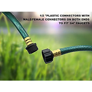 1/2 Inch Garden Hose 15FT, Boat Hose, Flexible & Durable, with 3/4" Solid PVC Male to Female Fitting for Household, Outdoo
