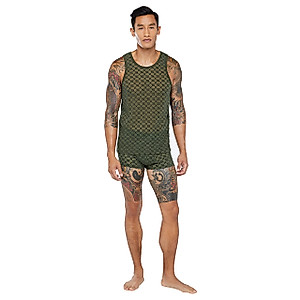 Savage X, Men's Flocked Monogram Tank, Deep Forest Green, L
