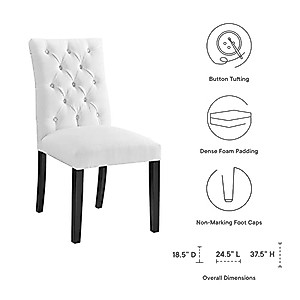 Modway Duchess Modern Tufted Button Upholstered Fabric Parsons Two Dining Chairs in White