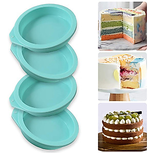 Newk Silicone Round Cake Mold, 6 Packs 4 Inch Silicone Disc Like Mold for Baking Cake, Resin Coaster, Layer Cakes, Cheese Cakes, Rainbow Cakes – 4"