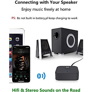 Bluetooth Receiver for Home Stereo RCA, 3.5mm AUX Wireless Audio Adapter for Home and Car Stereo System,NFC-Enabled