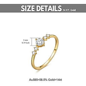 14K Solid Yellow Gold Ring for Women, Real Gold Dainty Wedding Engagement Eternity Bridal Ring Love Jewelry for Her, Size 10