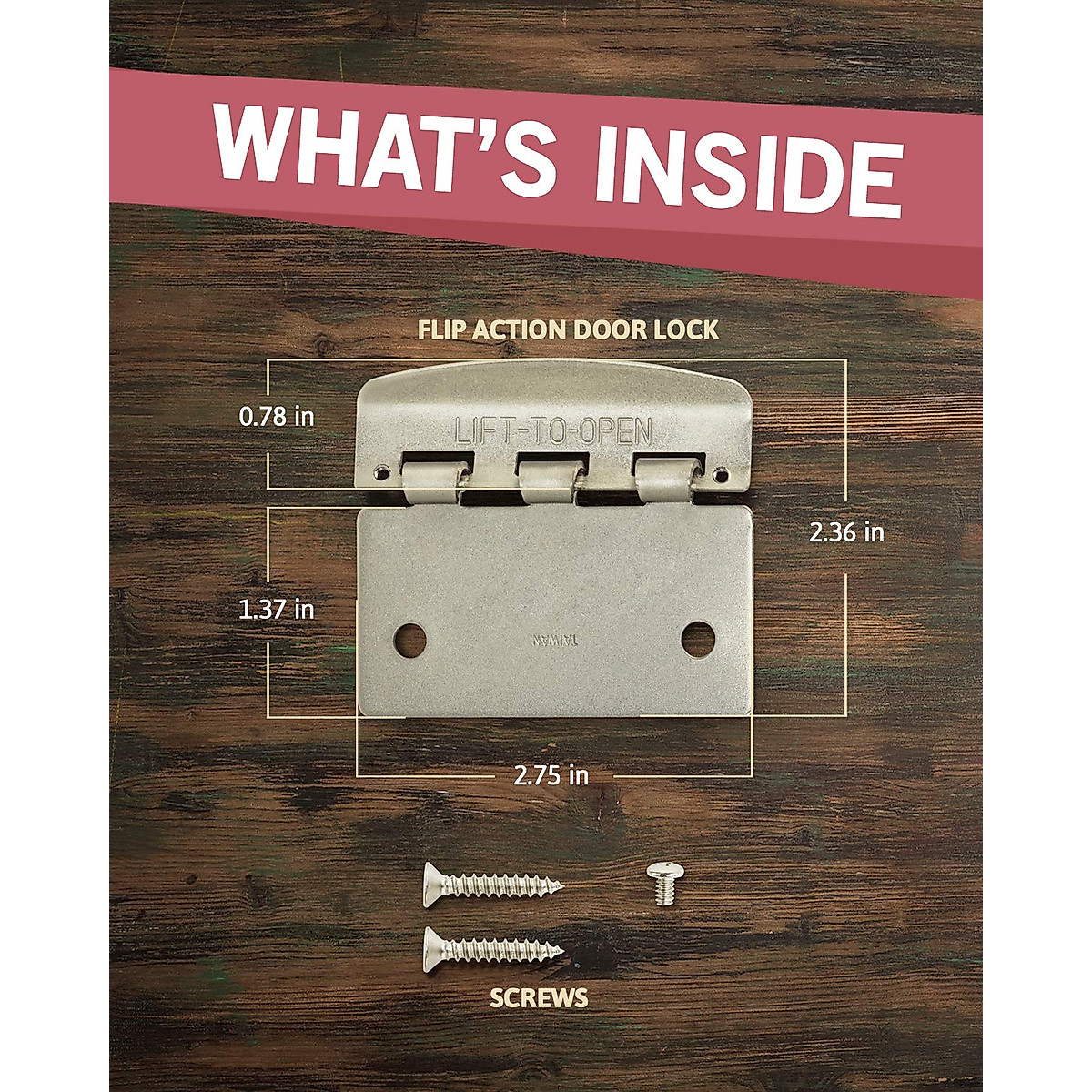 Jack N’ Drill Flip Action Door Lock (6 Pack)- Reversible Privacy Door Locks with Anti Lockout Screw for Child Proofing and Home Defense, Easy to Install and Durable Lock for Interior Swing-in Doors
