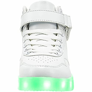 APTESOL Unisex LED Shoes High Top Light Up Sneakers USB Rechargeable Flashing Shoes for Women Men (White,5.5 Women/4 Men)