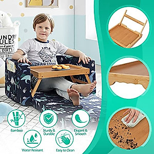 Artmeer Bed Tray Table with Folding Legs,Bamboo Breakfast in Bed for TV Table, Laptop Computer Tray,Eating,Snack Tray Beige 2 Pack(Beige)