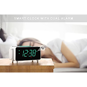 Emerson Radio Smartset Alarm Clock FM Radio with Wireless Charging, Bluetooth Speaker, Fast Charging for Airpods/iPhone, Foldable Stand, USB Charger, Adjustable LED Glow, ER100501, Black/Neon