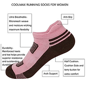 AIRSTROLL Coolmax Athletic Running Ankle Socks for Womens Colorful Low Cut Socks 4 Pack(Multicolor,4Pairs)
