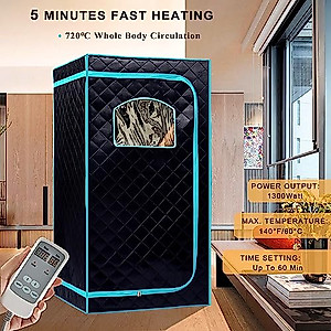 AURGOD Portable Full Size Infrared Sauna, One Person Sauna Tent Set for Home Spa with Temperature Remote Control, Heating Foot Pad and Reinforced Foldable Chair (Infrared Sauna)
