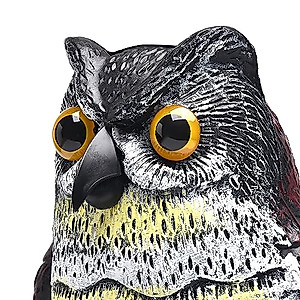 ZSYAIIQ 2 Packs Fake Plastic Owl Bird, Garden owl Statue, Halloween Decorations, Can Repel Pigeons Away from The House, Garden, Pool. (Wine red) 1