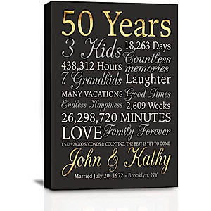 50th, Personalized Gold Anniversary, 50 Years Wedding Anniversary Birthday, Golden Anniversary Decorations, Grandparents Gifts, Parents 50th, Mom and Dad Gifts