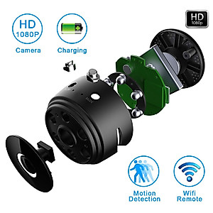 Mini Spy Camera Wireless Hidden Home WiFi Security Cameras with App 1080P, Bundle Night Vision Indoor Outdoor iPhone/Android Phone Small Nanny Cam for Cars etc