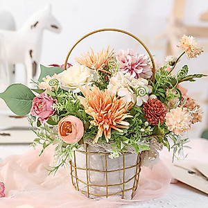 YYHUAWU Artificial Flowers Combo Set Fake Flower Leaf Box with Stems for DIY Wedding Bouquets Centerpieces Flower Arrangements Decorations Baby Shower Party Home Decorations Orange Pink