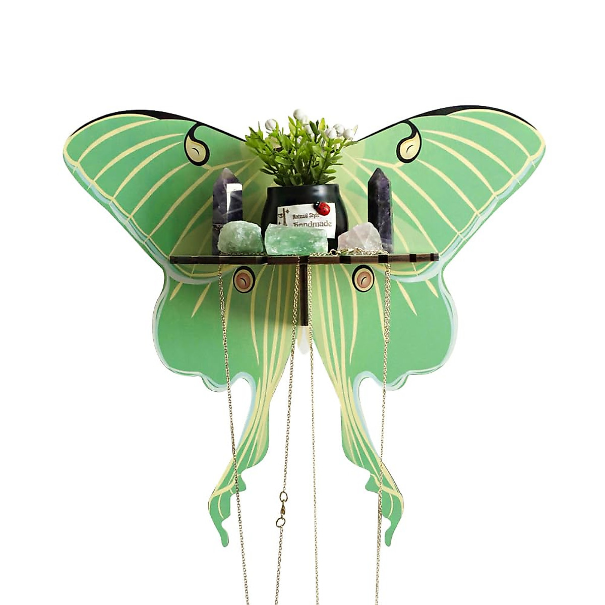 JruiZhp Butterfly Shelf， 1Pcs Green Butterfly Wooden Whimsigoth Decor Shelf Hanging Wall Shelf Floating Holder Shelves Storage Rack for Home Decoration