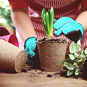 EHWINE Peat Pots, 100 Pack 3.15 Inch Seed Starter Pots Round Biodegrade Plant Nursery Pots, Garden Organic Peat Pots Kits for Seedling, Bonus 100 Pcs Plant Labels