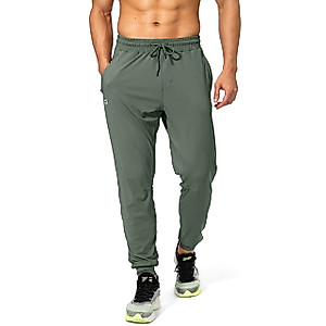 G Gradual Men's Sweatpants with Zipper Pockets Athletic Pants Traning Track Pants Joggers for Men Soccer, Running, Workout (Sage Green, Large)