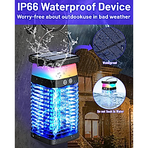 Solar Bug Zapper Outdoor Indoor, 3 in 1 Portable Electric Mosquito Zapper, Waterproof Plug in with RGB Light & Reading Lamp, Rechargeable Fly Zapper Insect Trap for Patio Camping Home Backyard