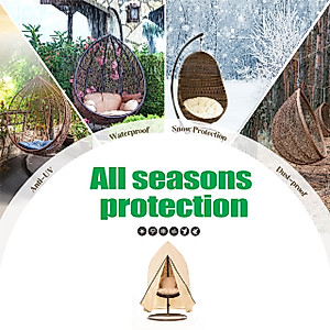 F&J Outdoors Patio Egg Chair Cover Rip-Stop Heavy Duty Waterproof Chair Covers, Beige, 45" Wx70 H