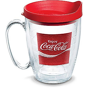 Tervis Coca-Cola - Coke Enjoy Insulated Tumbler with Emblem and Red Lid, 16oz Mug, Clear