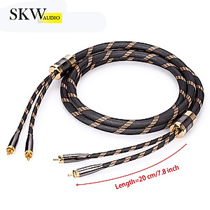 SKW Upgrad Audiophiles Audio Cable 2RCA Male to 2RCA Male HiFi System Converter Adapter with Diameter 12.8mm Black 4.9ft (1.5M)