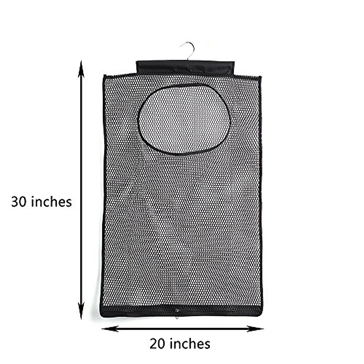 ALYER Breathable Mesh Laundry Hamper,Foldable Hanging Storage Basket,Portable Space Saving Storage Bag (Black)