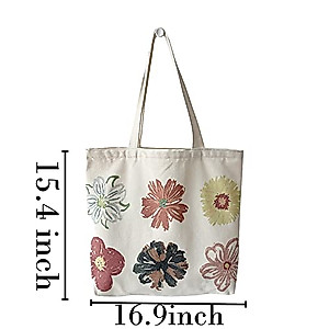 TWOYOMN Women canvas Tote Bag for Women Girls Kids school Shoulder Bag with zipper Work Beach Lunch Travel and Shopping Grocery Bag
