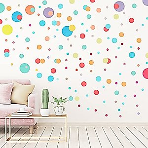 456 Pieces Polka Dots Wall Sticker Round Wall Decals Peel and Stick Circle Wall Decal Removable Vinyl Dots Wall Decals Wallpaper Art for Kids Bedroom Living Room, Classroom, Playroom Decor, Colorful