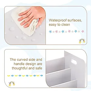 VECELO Kids Book Organizer - Wooden Children’s Bookshelf with 3-Tier Display and 2-Tier Storage Compartments, Easy-to-Access Toddler Bookcase for Playroom, Bedroom, or Nursery - White