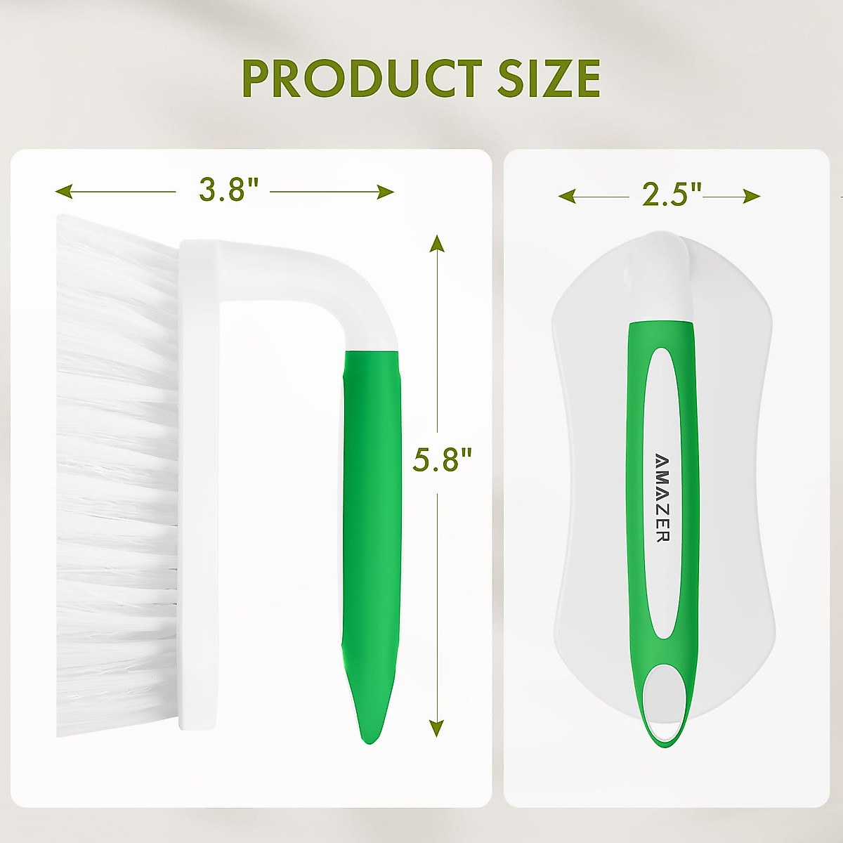 Amazer Scrub Brush Comfort Grip & Flexible Stiff Bristles Heavy Duty for Bathroom Shower Sink Carpet Floor - Pack of 2 (Green+Green)