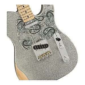 Fender Brad Paisley Road Worn Telecaster Electric Guitar, Silver Sparkle, Maple Fingerboard