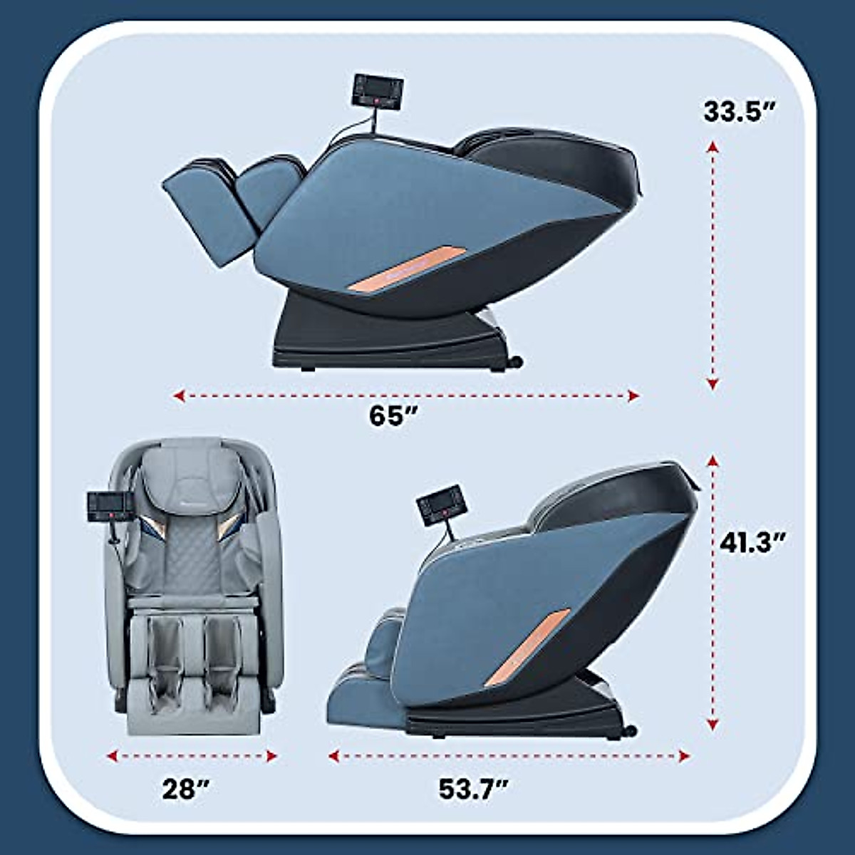 Massage Chair,Full Body Zero Gravity Recliner Chair with Smart Large Screen Bluetooth Speaker Wormwood Back and Calf Heating Therapy Foot Roller Air Massage System for Home Office,Black