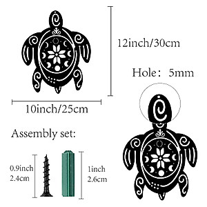 CREATCABIN Metal Sea Turtle Wall Art Sea Animal Beach Ocean Theme Wall Hanging Silhouette Sculpture Iron Sign for Indoor Outdoor Home Living room Kitchen Garden Office Decor Gift Black 12 x 10 Inch