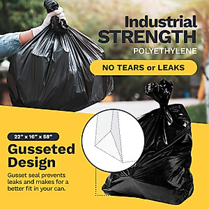 ToughBag 55 Gallon Trash Bags Heavy Duty (100 Count) - 50-60 Gallon Black Garbage Bags, Large Trash Bags - 38 x 58" - Made in USA