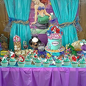 25Pcs Little Mermaid Ariel Party Cake Decorations, Cute Little Mermaid Ariel Birthday Cupcake Toppers Cartoon Mermaid Ariel Themed Party Favors for Boys and Girls Birthday Party Decorations