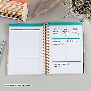 A5 Spiral - Bound Budget Planner. Savings Tracker, 72 Month-At-A-Glance Pages and 4 Pages of Debt Trackers. 13 Tabs. 160 Pages of Thick 80 Lb. Mohawk Paper. Sticker Sheet Included by Erin Condren.